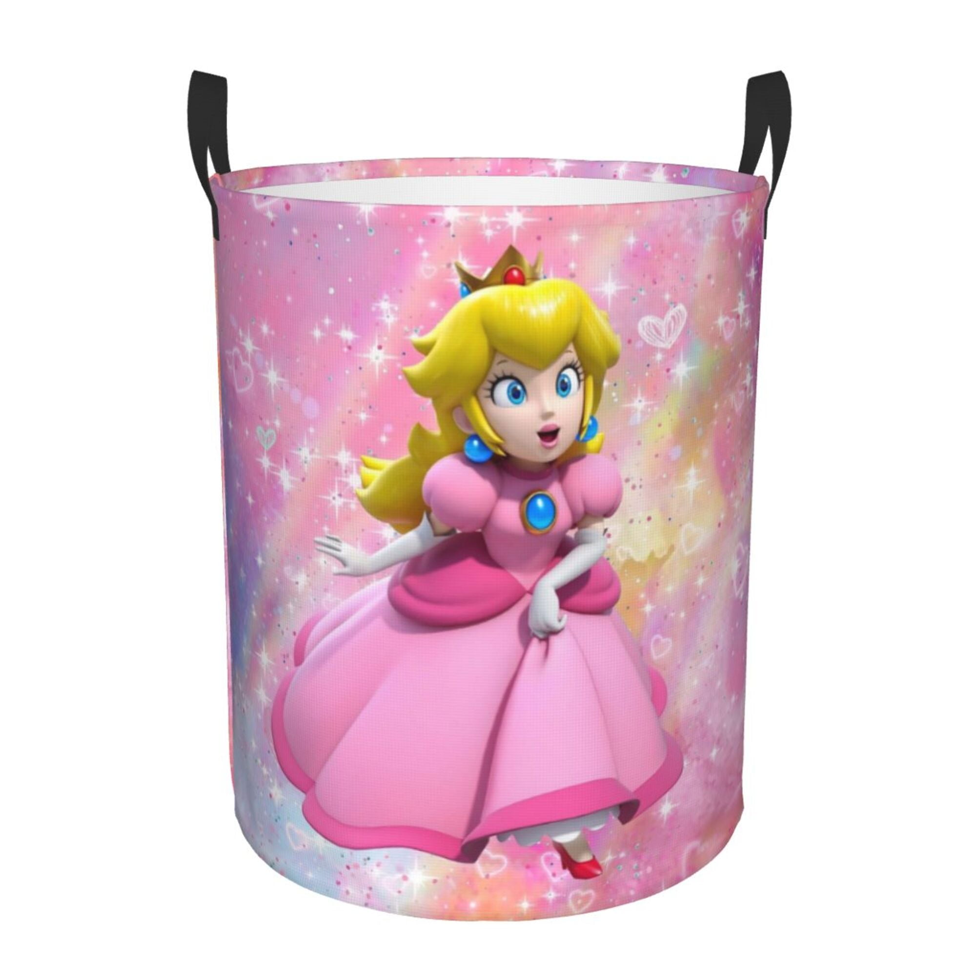 Princess Peach Storage Basket Laundry Hamper Collapsible Round Storage ...