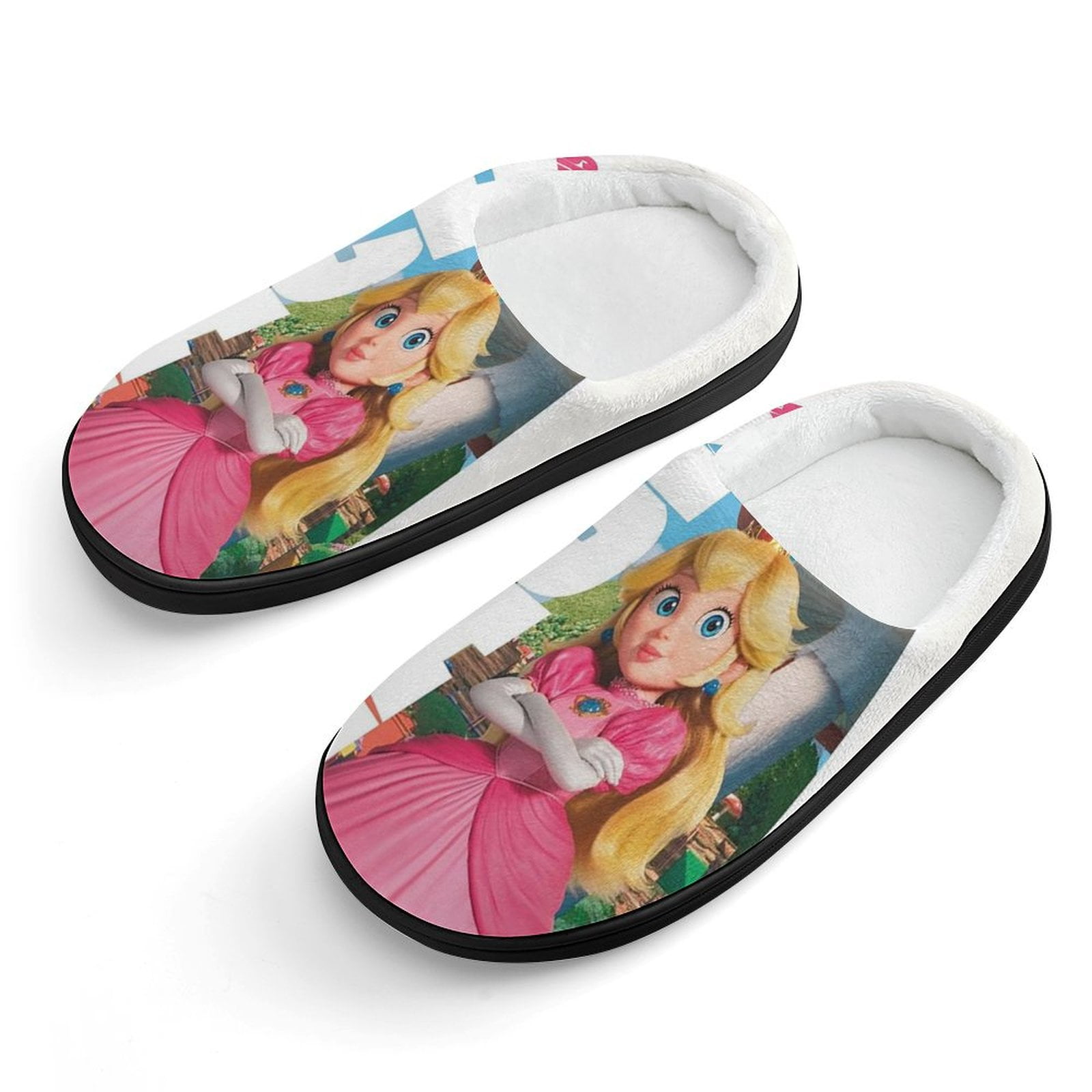 Princess Peach Super Fluffy House Cotton Slippers Memory Foam Suede ...