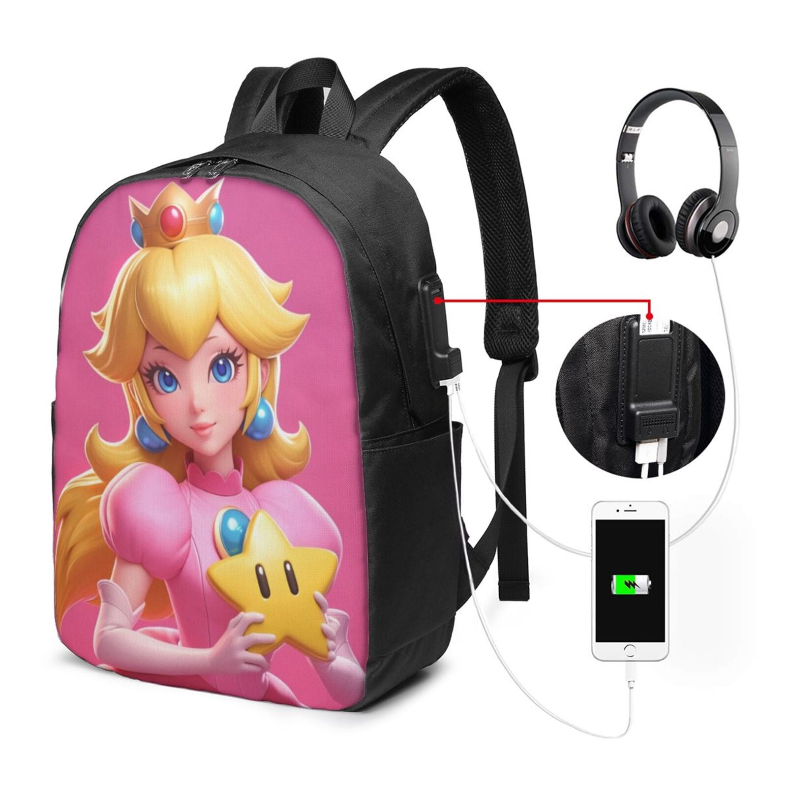 Princess Peach Super Mario Bros3 Large Capacity School & Travel ...
