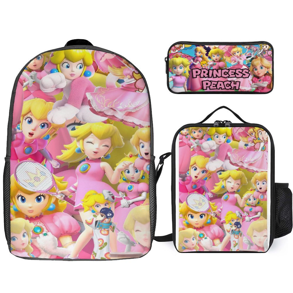 Princess Peach Sweet Princess Peach Casual Backpack 3 Piece Set Daypack ...