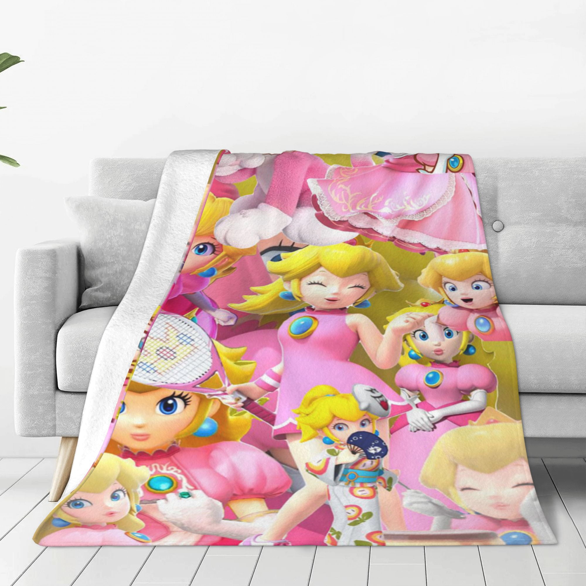 Princess Peach Sweet Soft Bedding Fleece Blanket Fuzzy Blanket ...