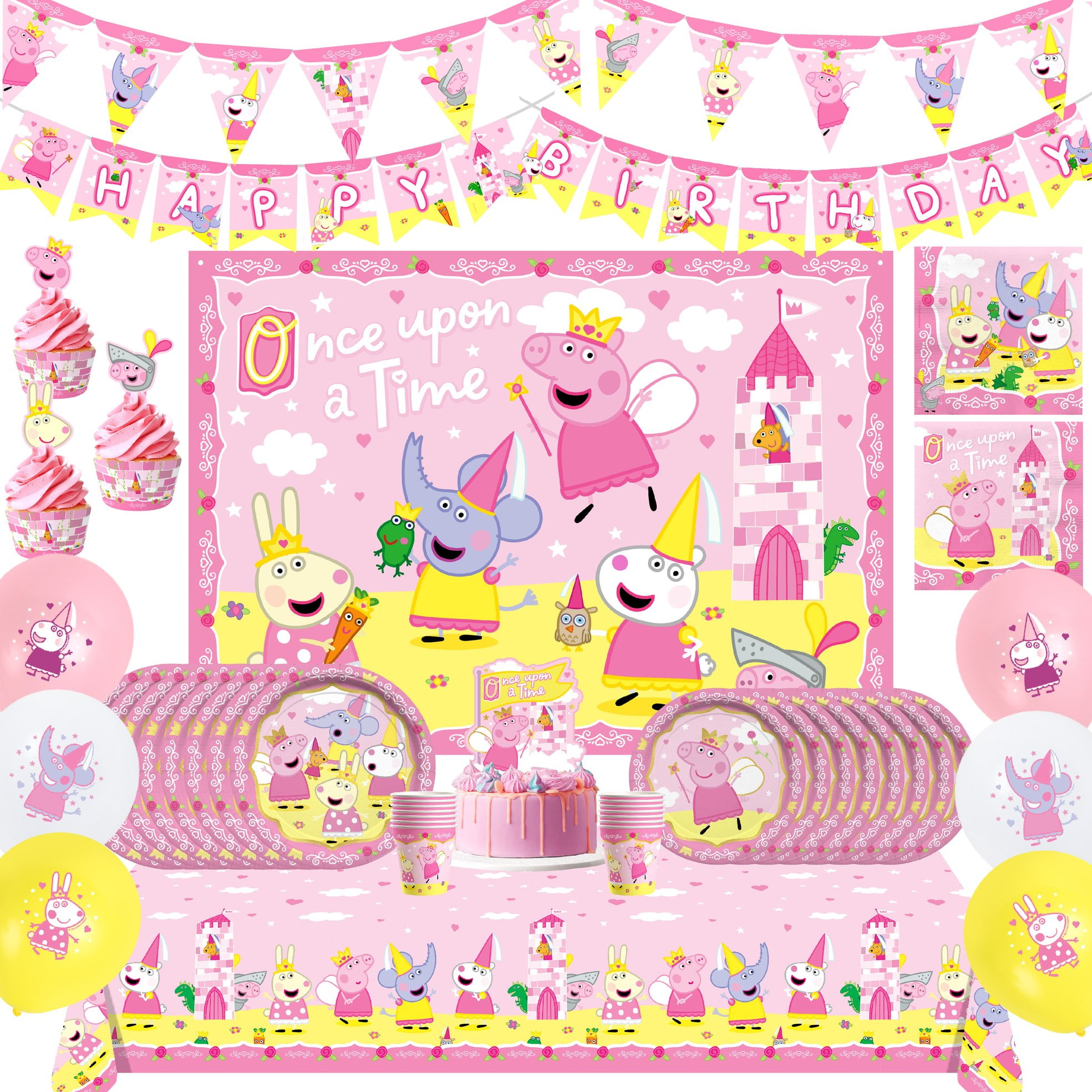 Princess Peppa Pig Birthday Supplies Ultimate Set for 24 Guests ...