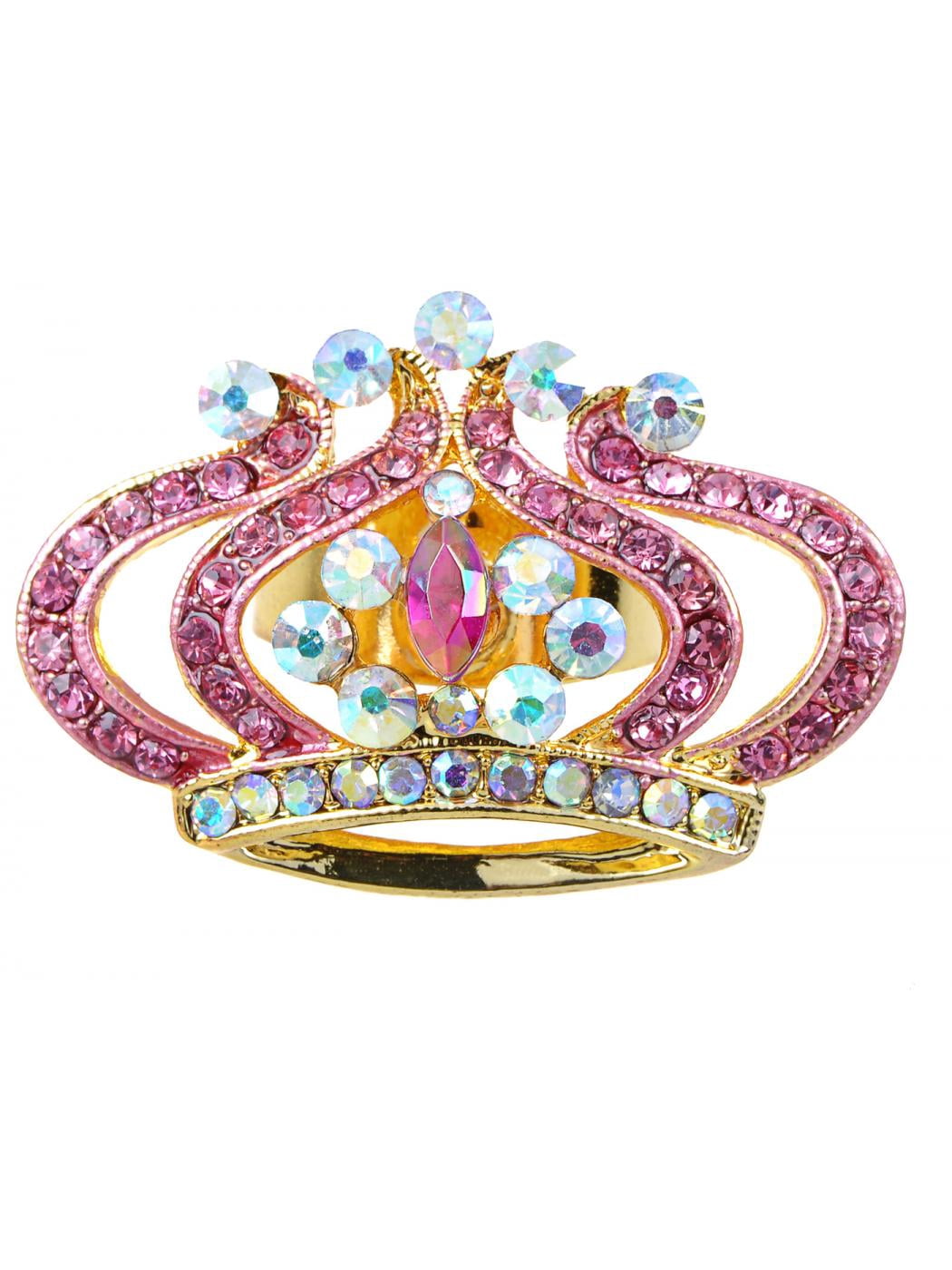 Princess Pink Rose Lady AB Czech Crystal Rhinestone Crown King ...
