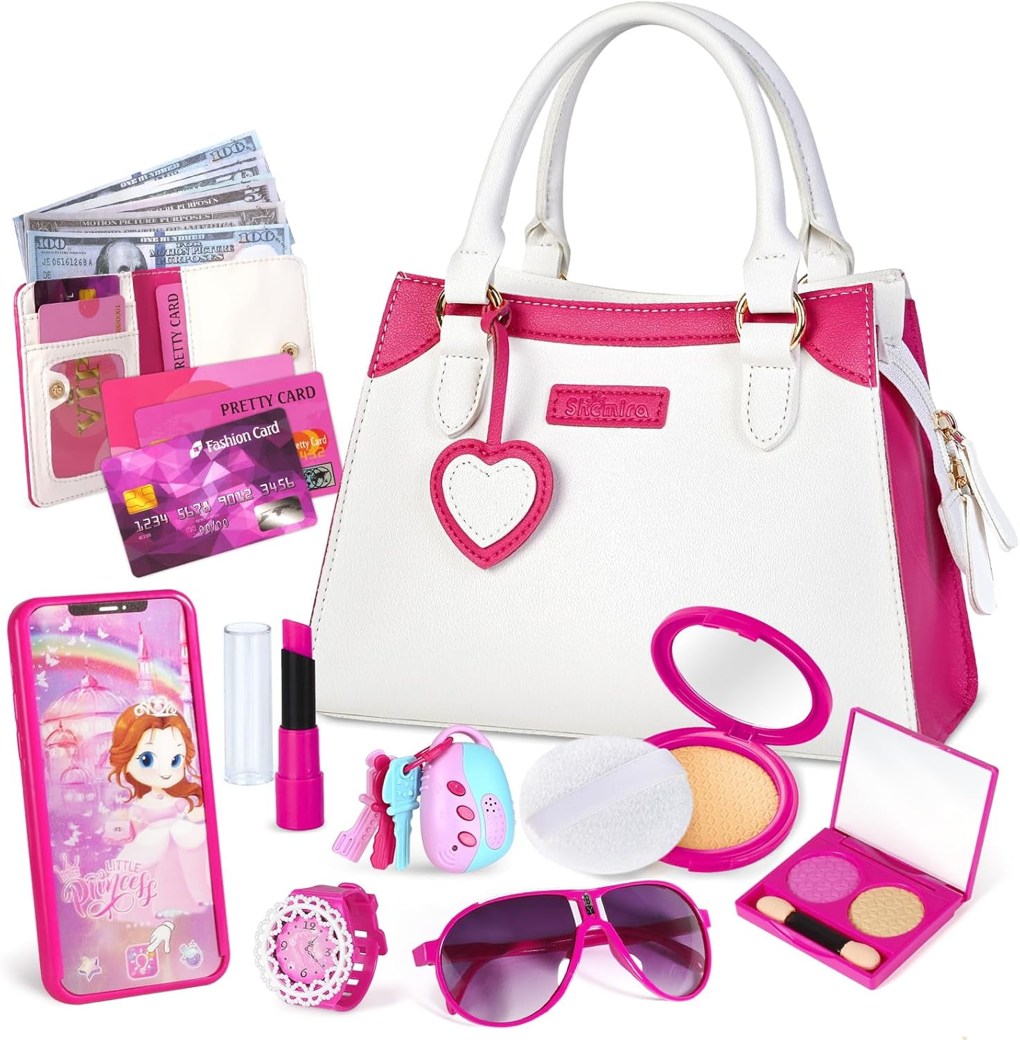 Princess Play Purse Pink 8.9x6.7x3 for Little Girls Includes ...