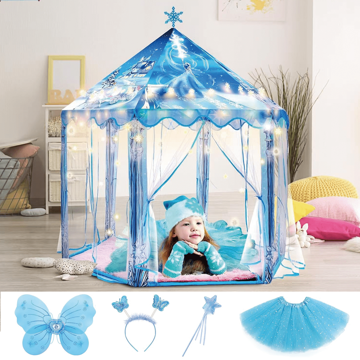 Princess Play Tent, Frozen Toy for Girls, Ice Castle Kids Tent Indoor ...