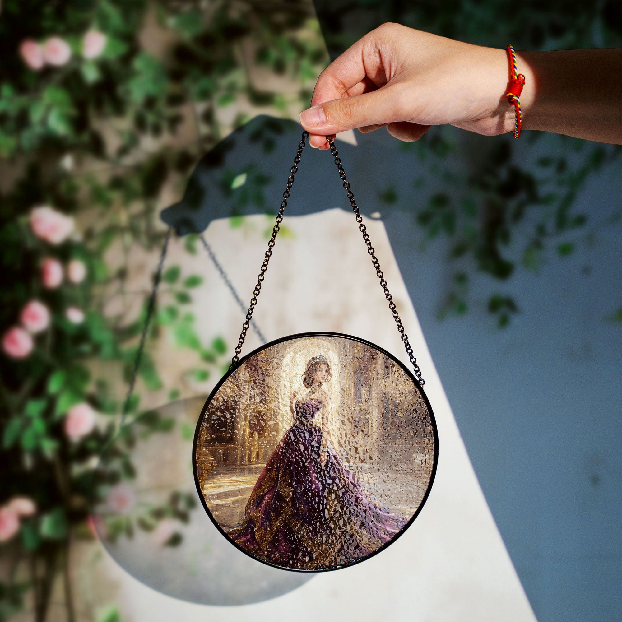 Princess in Purple Gown Stained Glass Window Hanging - Handmade Sun ...