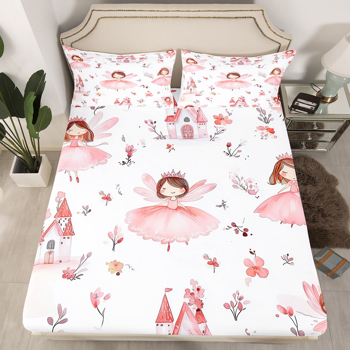 Princess Queen Bed Sheetss,Ballet Princess Fitted Sheet Cute Cartoon ...