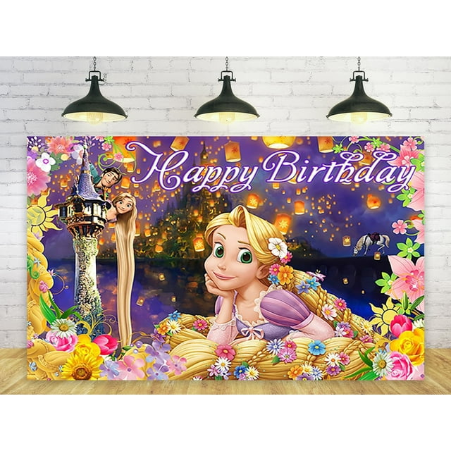 Custom Princess Rapunzel Backdrop for Birthday Party Decorations Yellow ...