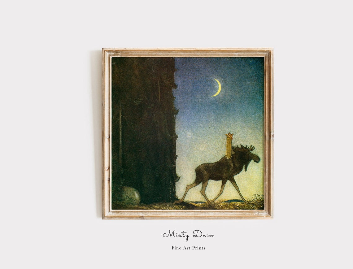 Princess Riding On A Moose John Bauer Fairy Tale Vintage Art Golden Age ...