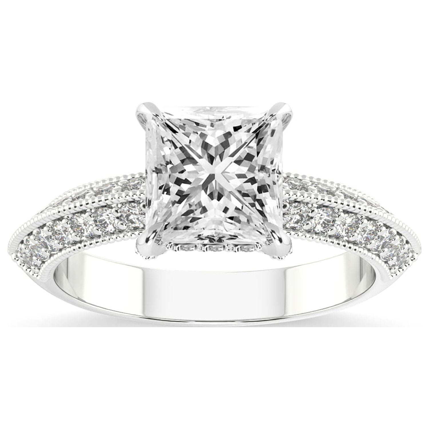 Princess Shape 2 Carat IGI Certified Lab Grown Diamond Ring | 14K White ...