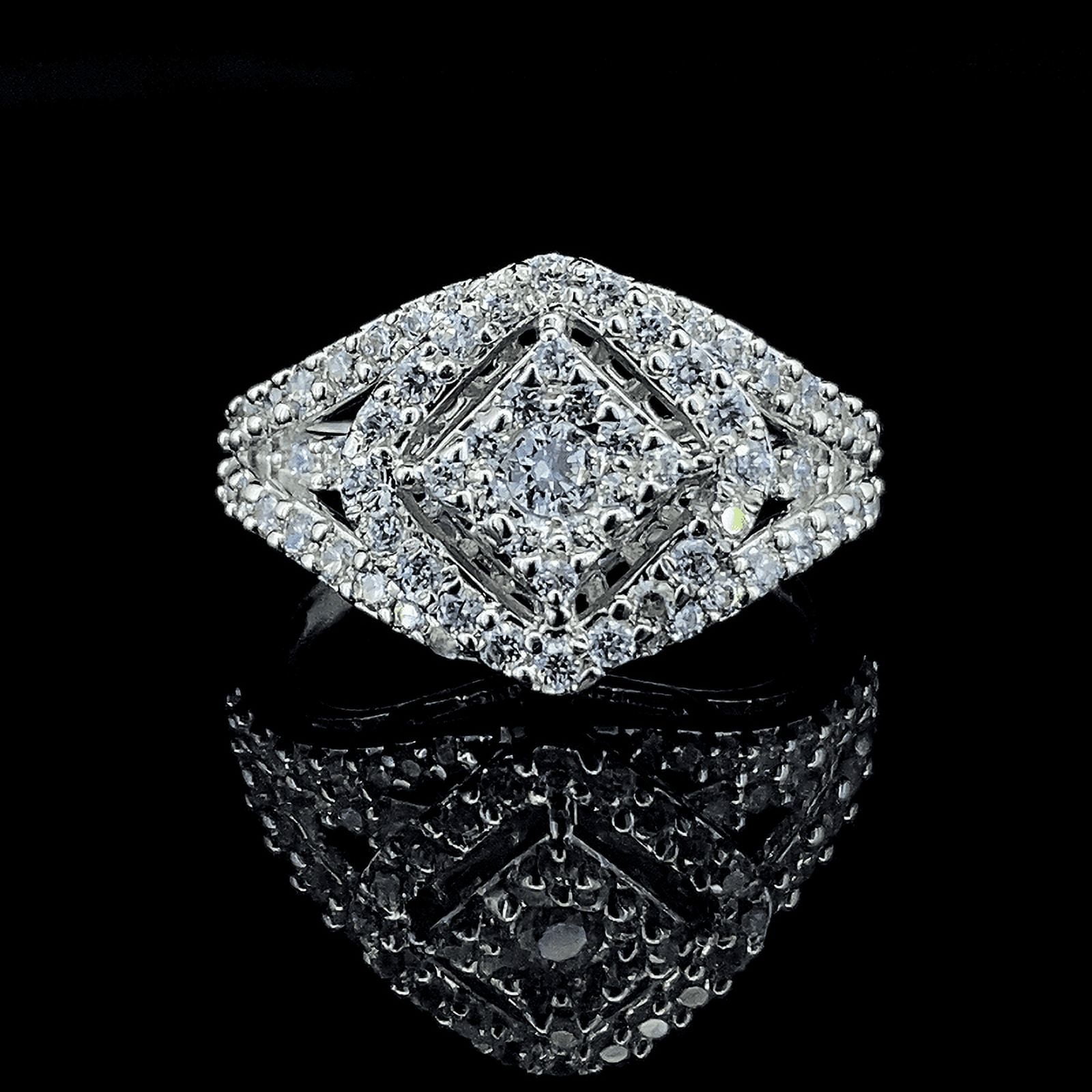 Princess Shape Composite Lab Grown Diamond Women Bridal Ring in ...