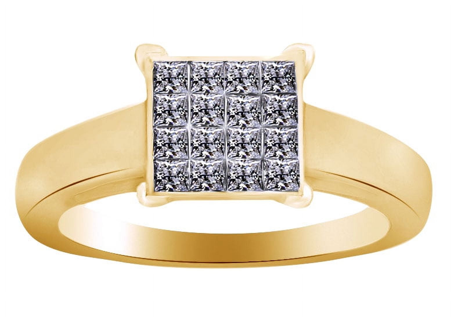 AFFY Princess Shape White Natural Diamond Square Cluster Engagement ...