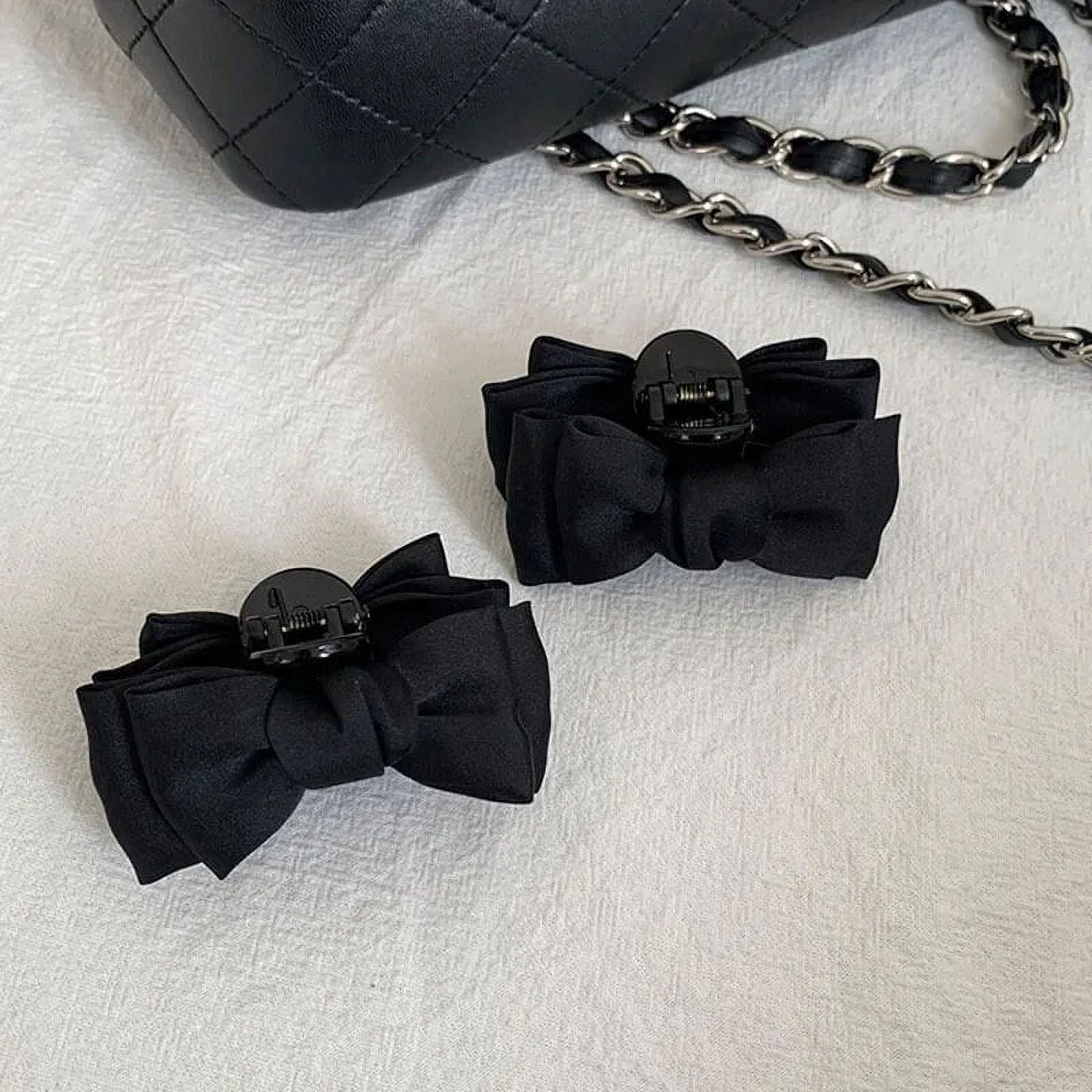 Princess Small Hair Claw Clamp Black Bow Head Grab Clip Women Girl Hair ...
