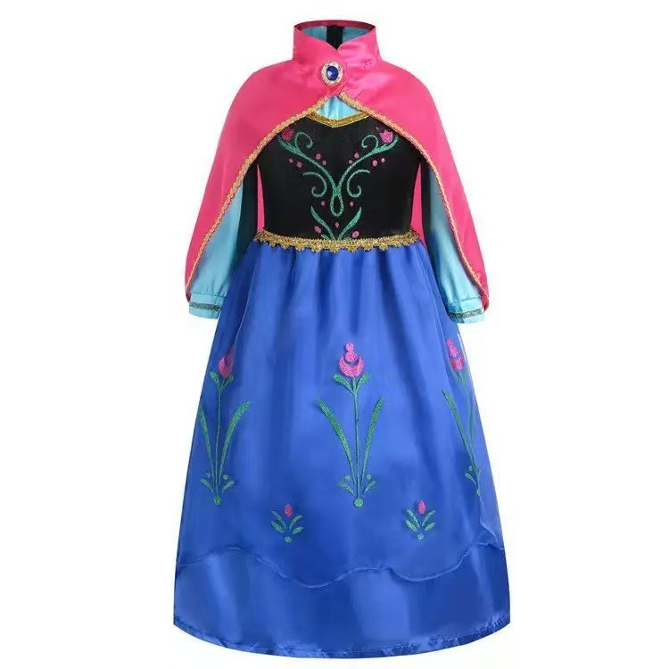 Princess Snow Queen Anna Costume for Girls Dress Up Kids Outfit with ...