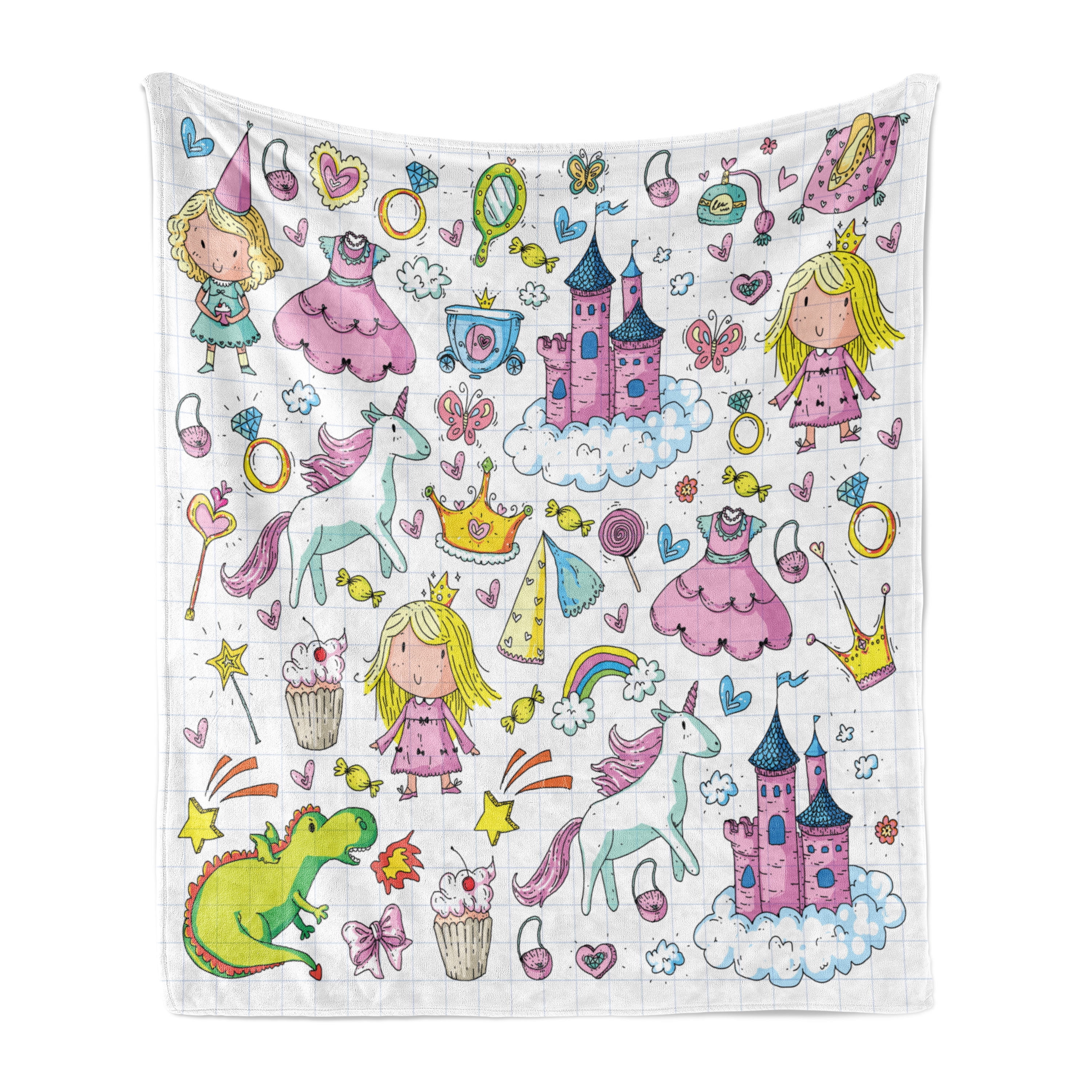 Princess Soft Flannel Fleece Blanket, Bundle of Girls Kids Composition ...