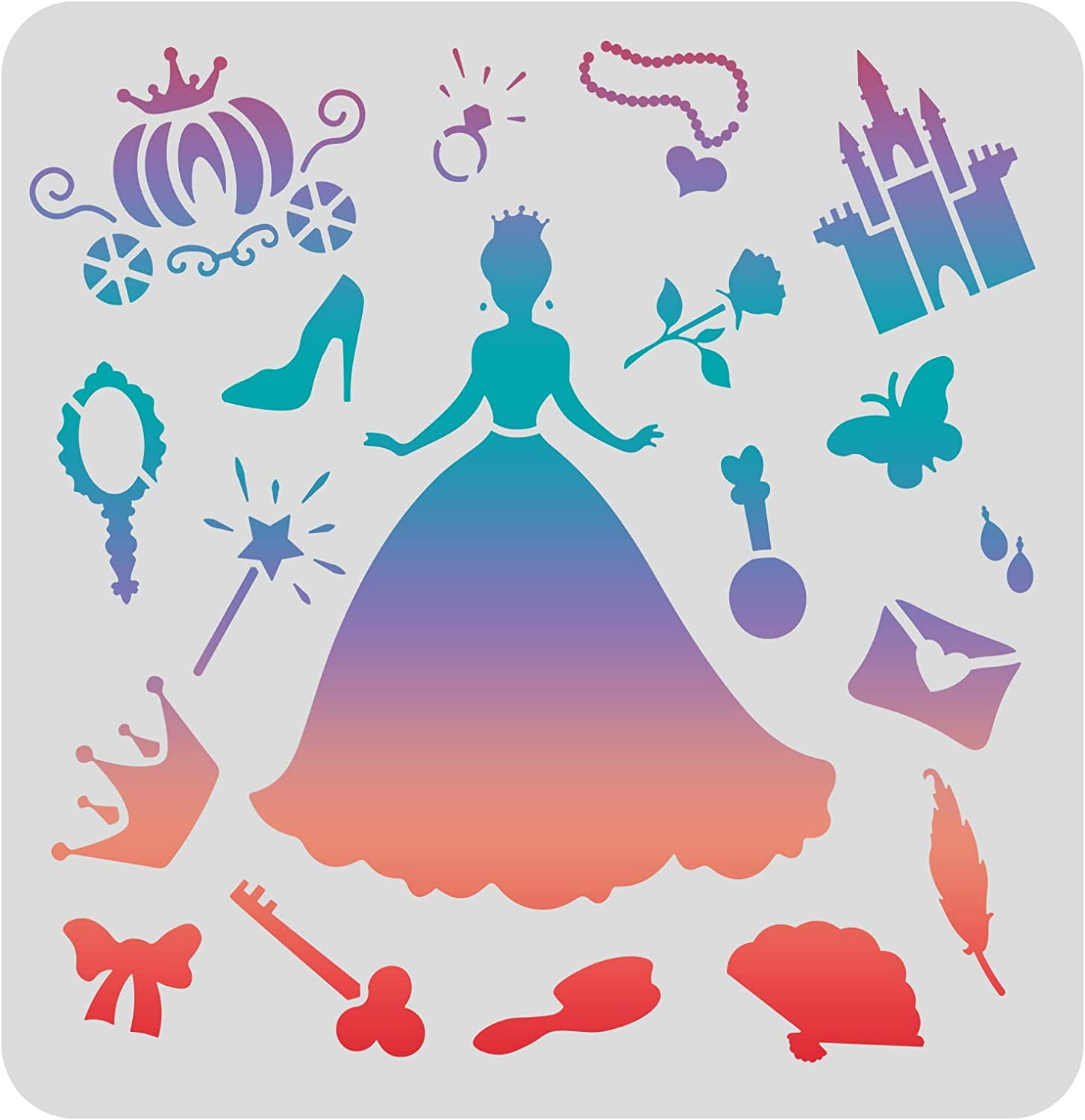 Princess Stencils Template 11.8x11.8 inch/30x30cm Plastic Castle ...