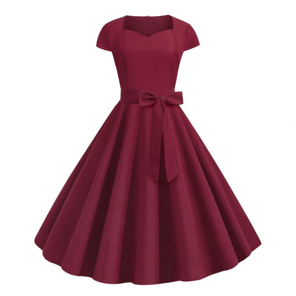 Princess Style Lady Midi Dress Cocktail Dress for Women Vintage 50s 60s ...
