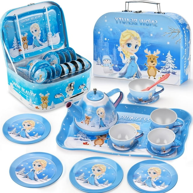 Amplov Frozen Princess Tea Party Set – 19-Piece Pretend Play Toy with ...