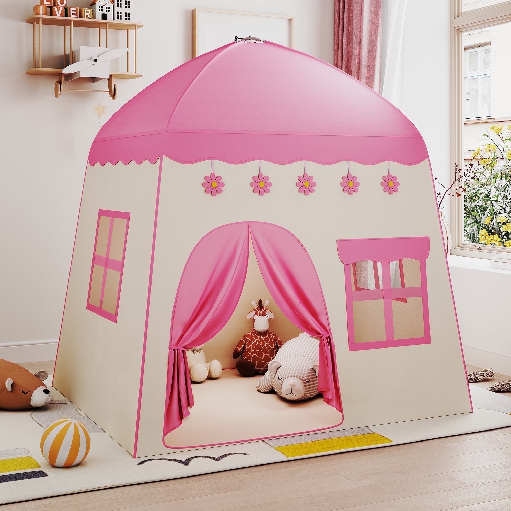 Kids Castle Play Tent w/ Star Lights, Boys Girls Playhouse Gift for ...