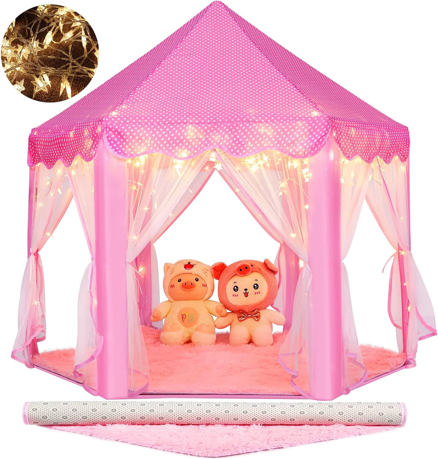 Princess Tent Girls Large Playhouse Kids Castle Play Tent with Star ...