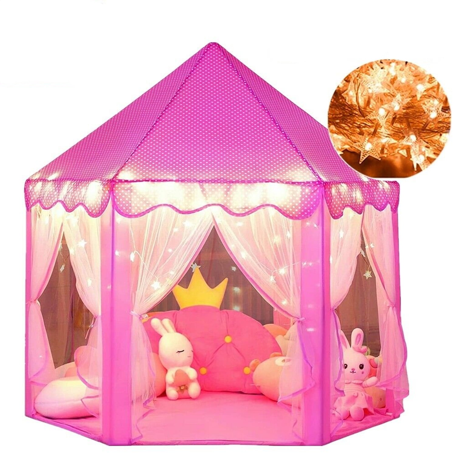 Princess Tent for Kids, with LED Star Lights, Princess Castle Play Tent ...