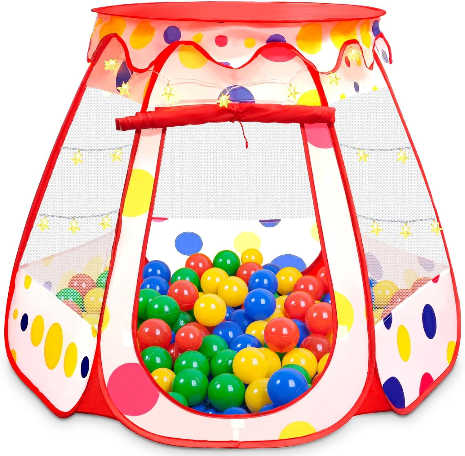 Princess Tent with Colorful Star Lights forFoldable Ball Pit with ...