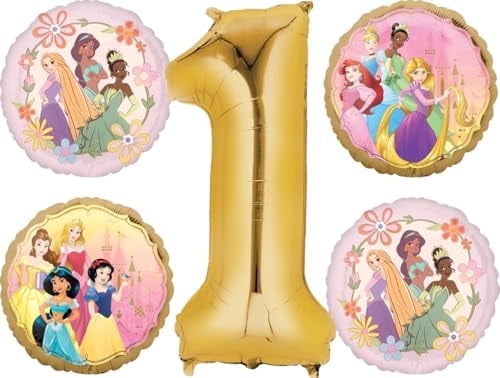 Princess Theme 1st Birthday Party Supplies 5pc Balloon Bouquet ...