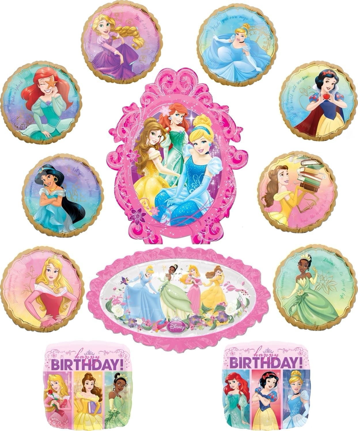 Princess Theme Birthday Party Supplies 8 Princesses Balloon Bouquet ...