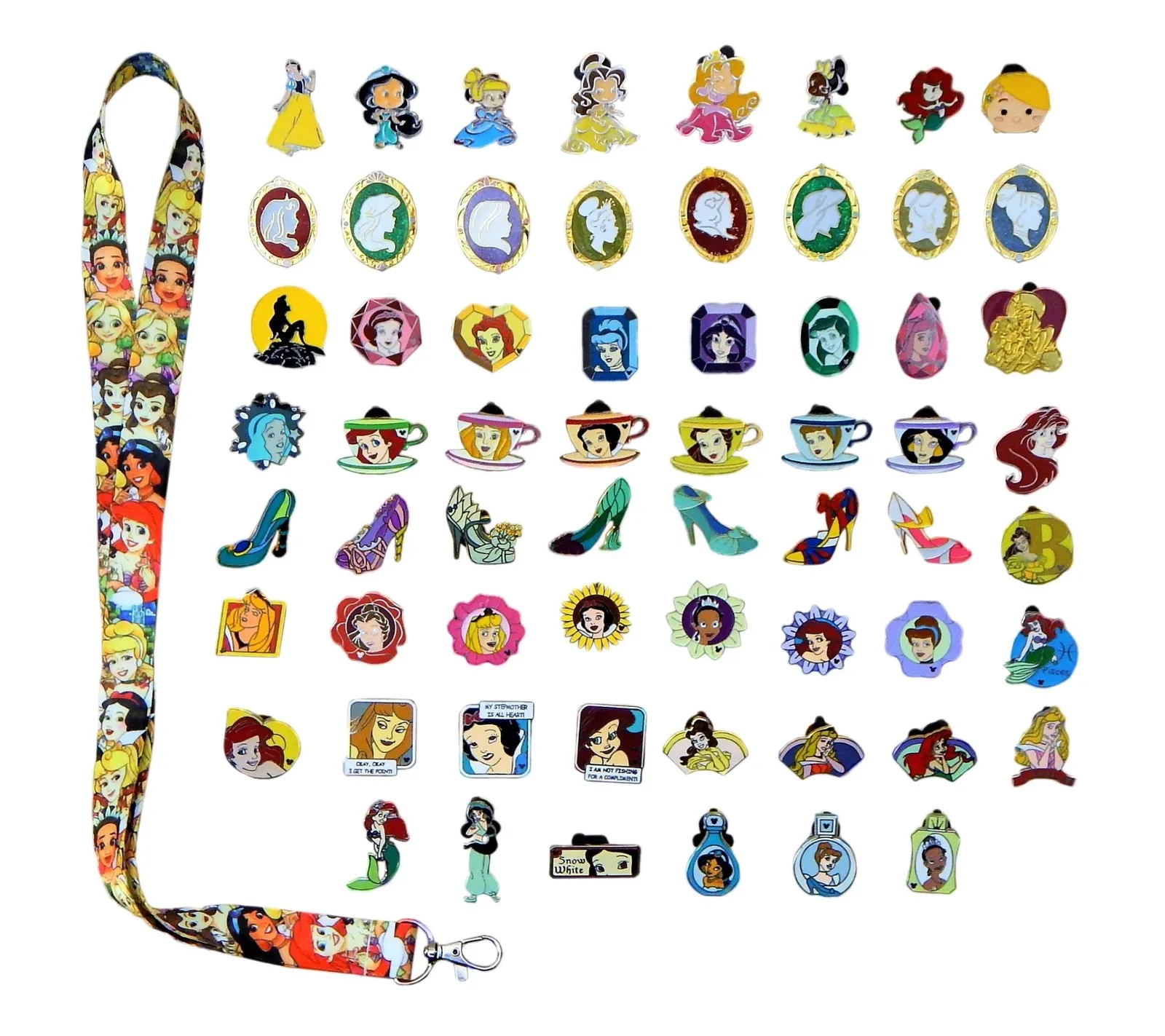 Princess Theme Starter Set With 10 Disney Park Trading Pins & Lanyard ...