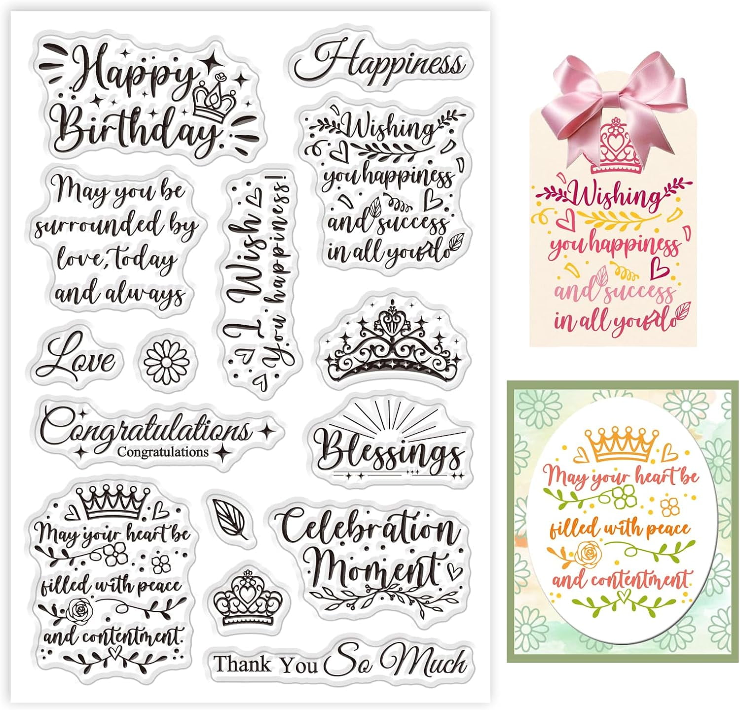 Princess Tiara Blessings Clear Stamps Greetings Blessings Words Silicone Stamp Seals Thank You ...