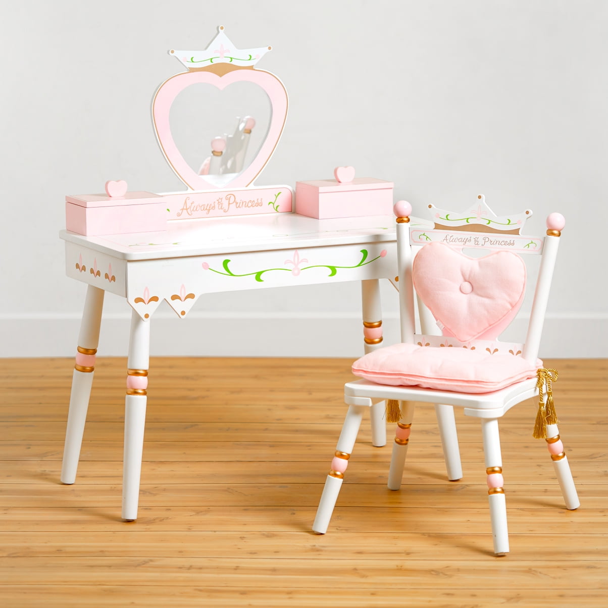 Princess Vanity Table & Chair Set - White - Walmart.com