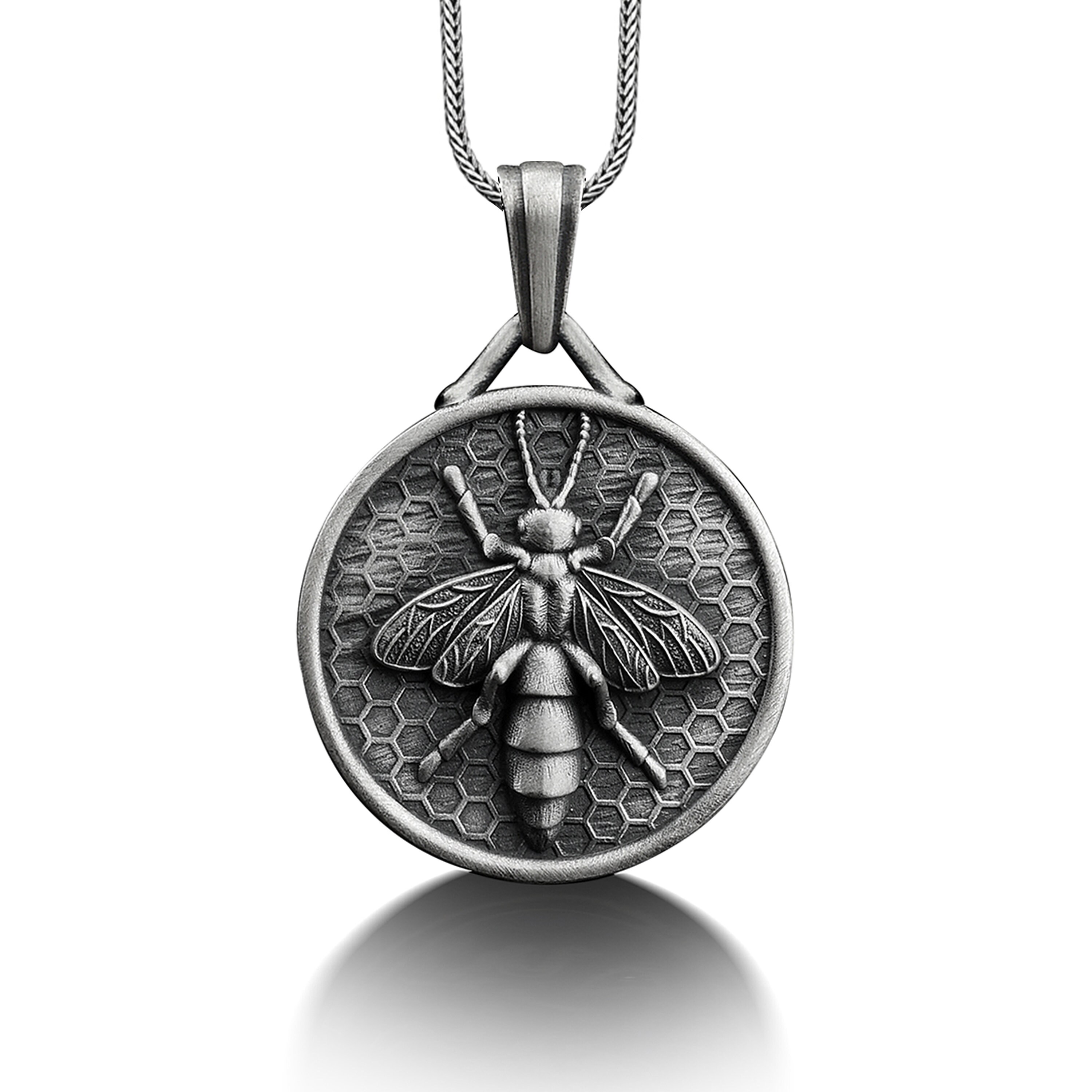 Princess bee personalized silver necklace for nature lover, Honey bee ...