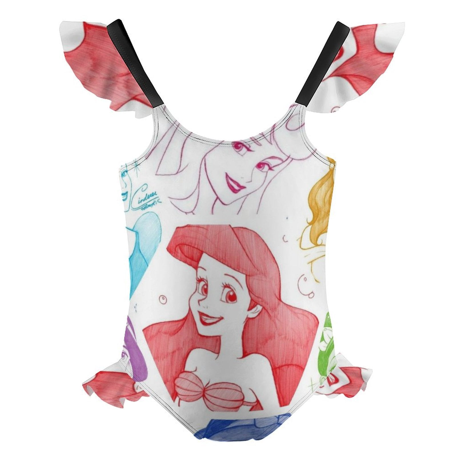 Princess swimsuit for Girl Cute Teen Girls One Piece Ruffle Trim ...