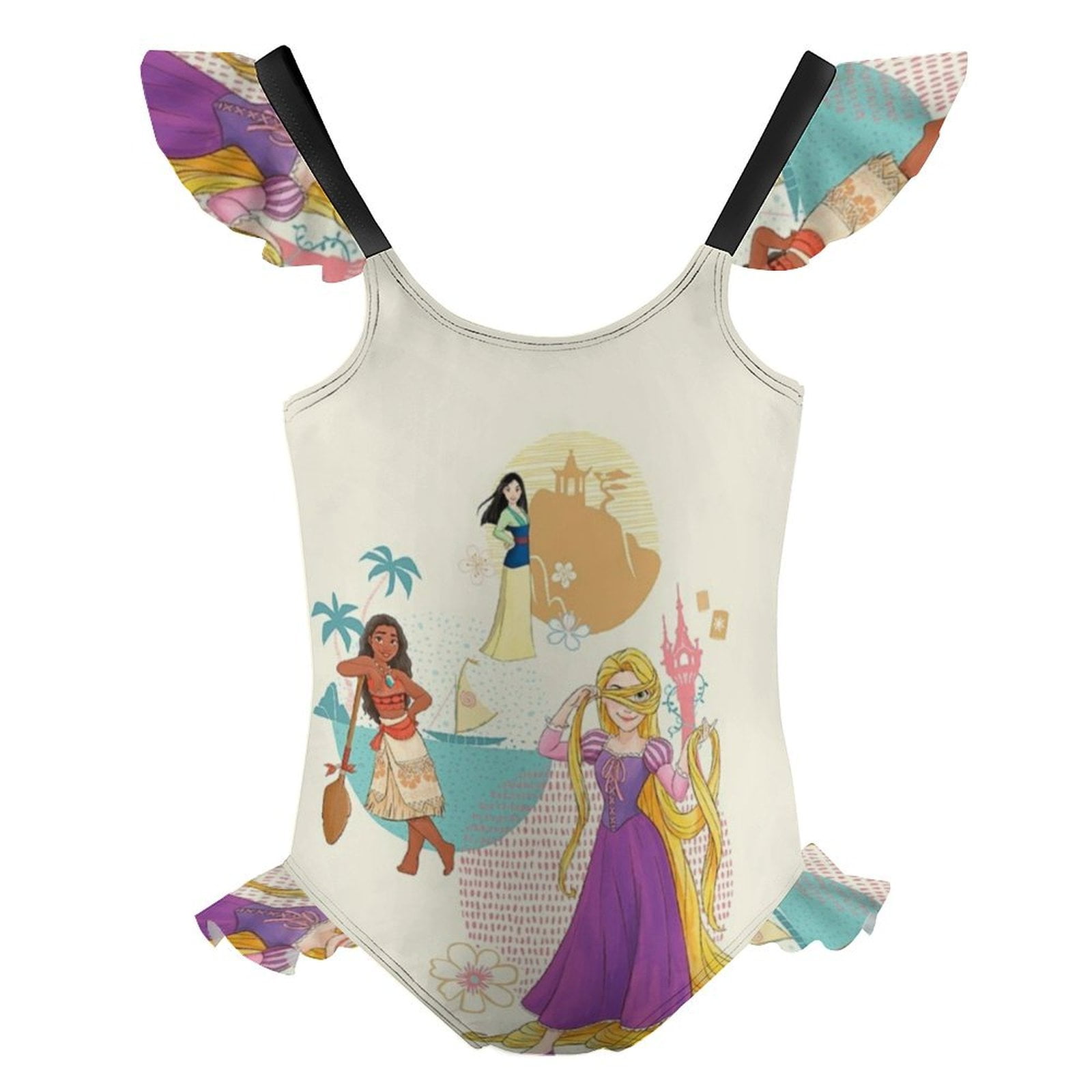 Princess swimsuit for Girl Cute Teen Girls One Piece Ruffle Trim ...