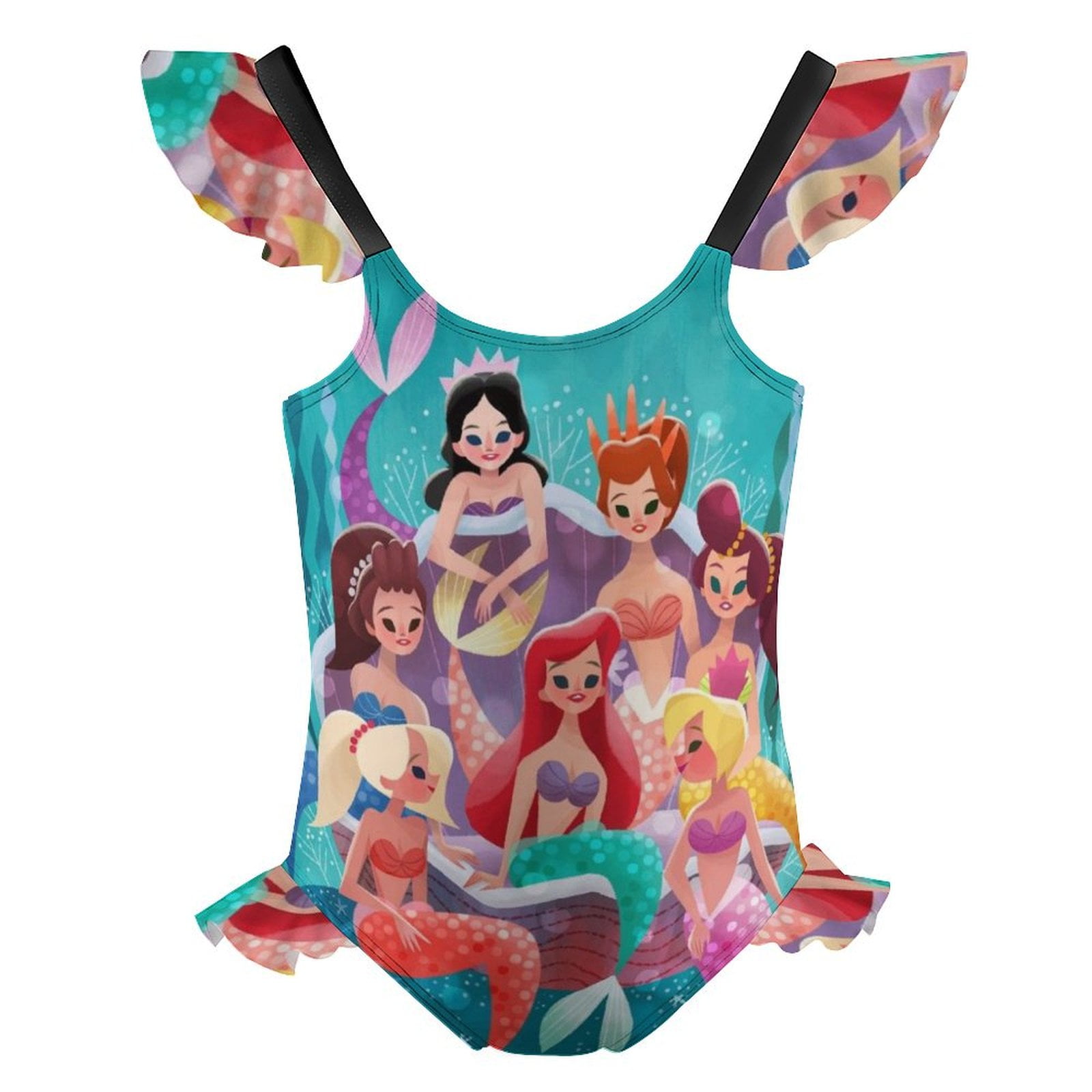 Princess swimsuit for Girl Cute Teen Girls One Piece Ruffle Trim ...