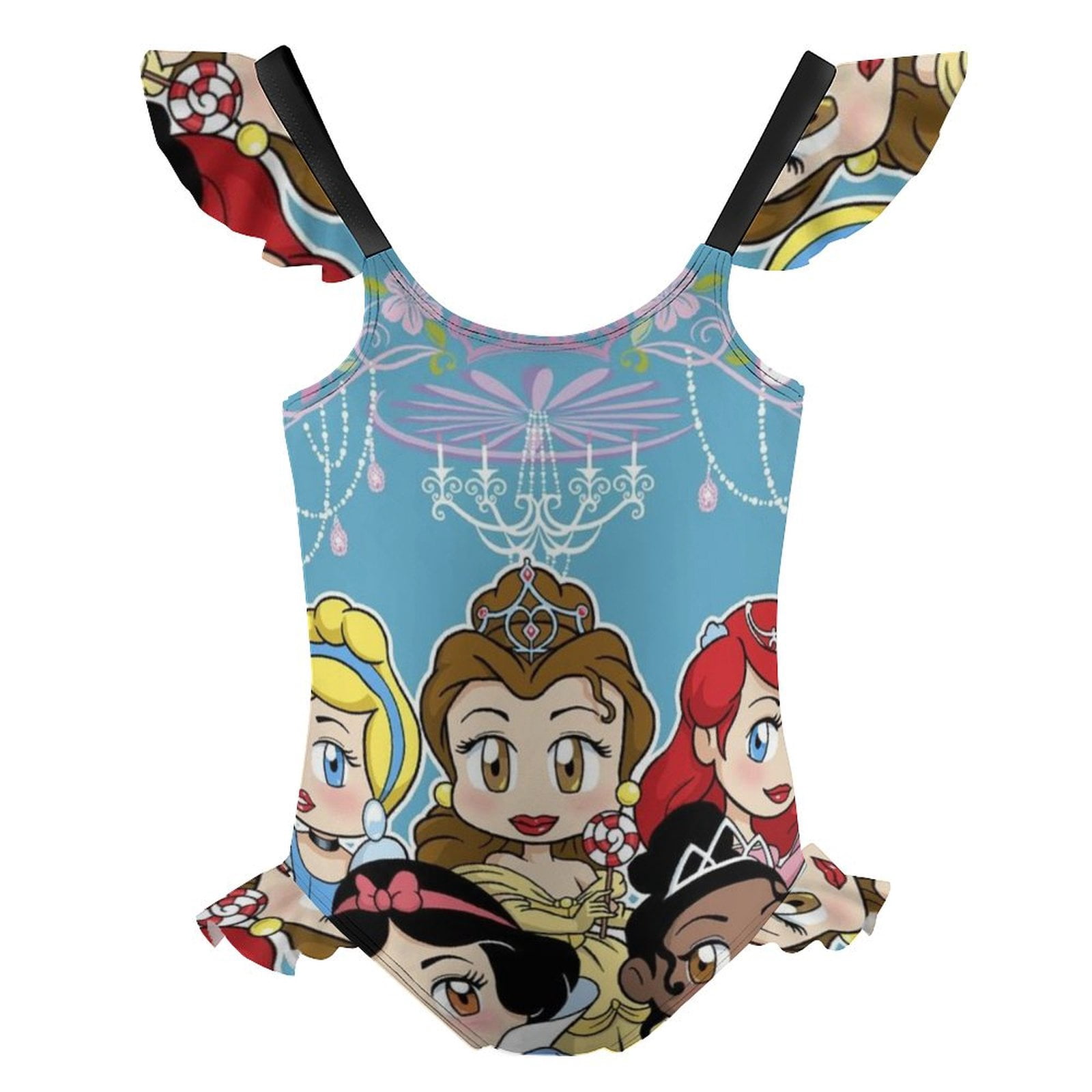 Princess swimsuit for Girl Cute Teen Girls One Piece Ruffle Trim ...