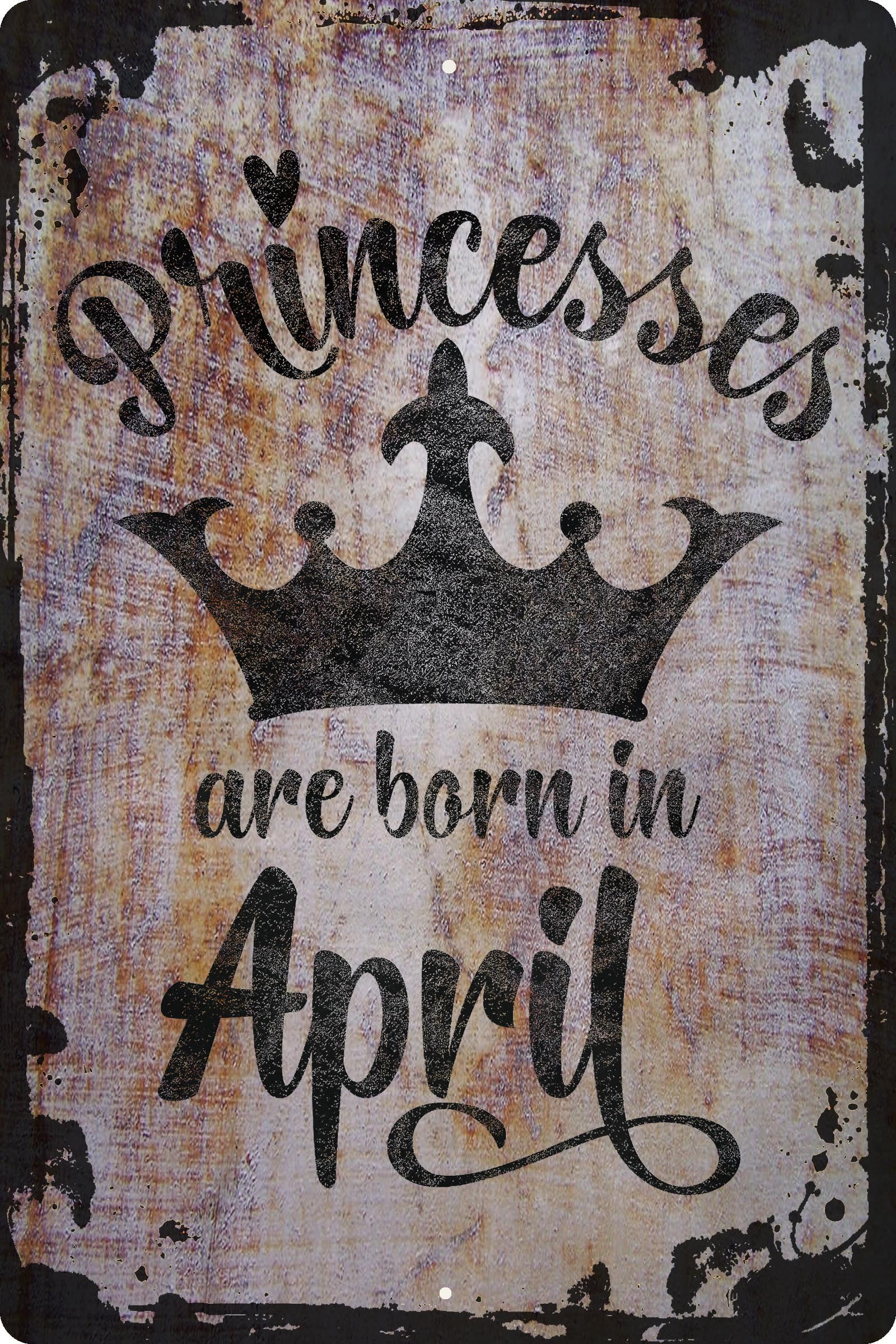 Princesses are born in April crown birth month cursive heart Beige Wall ...