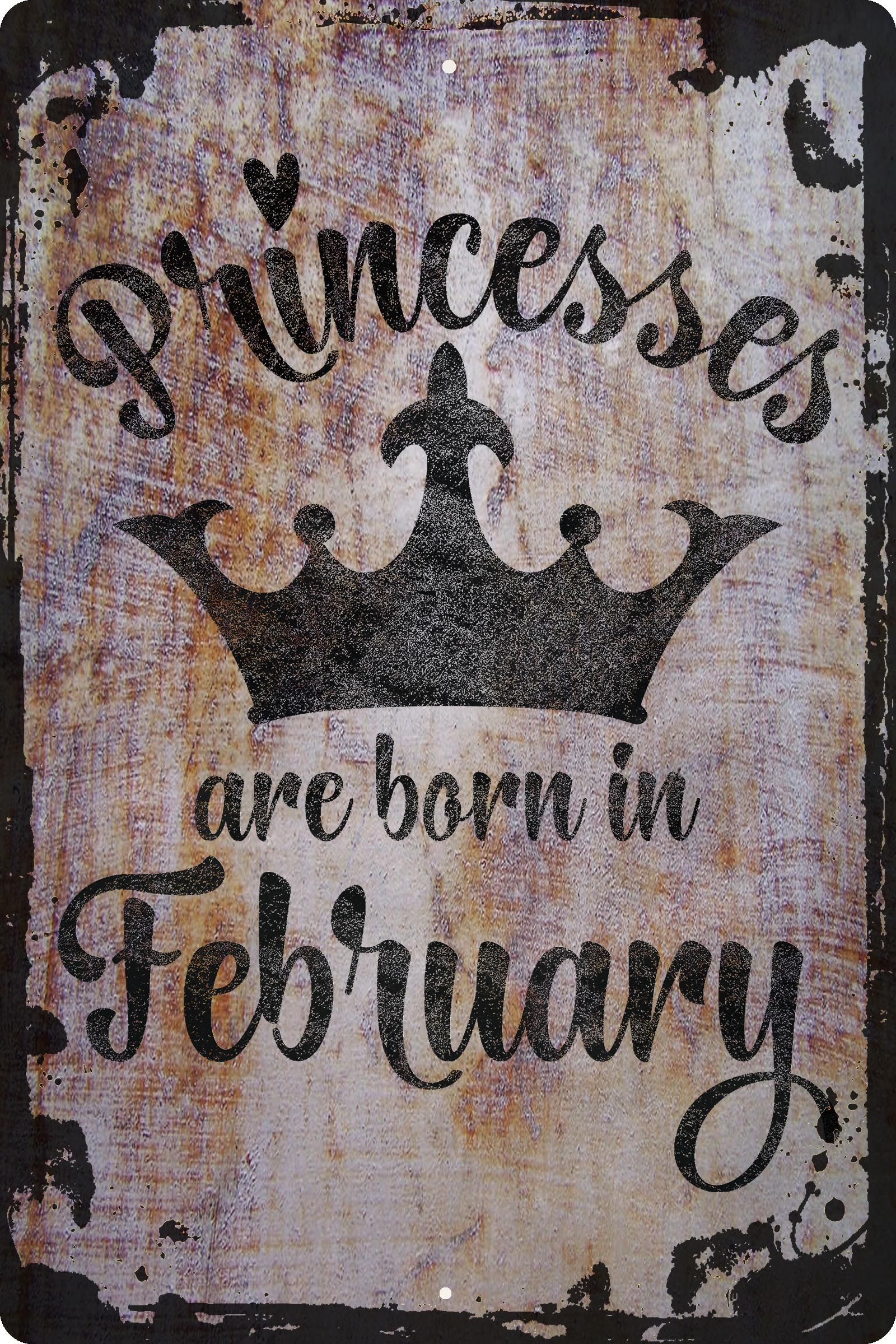 Princesses are born in February crown birth month cursive heart Beige ...