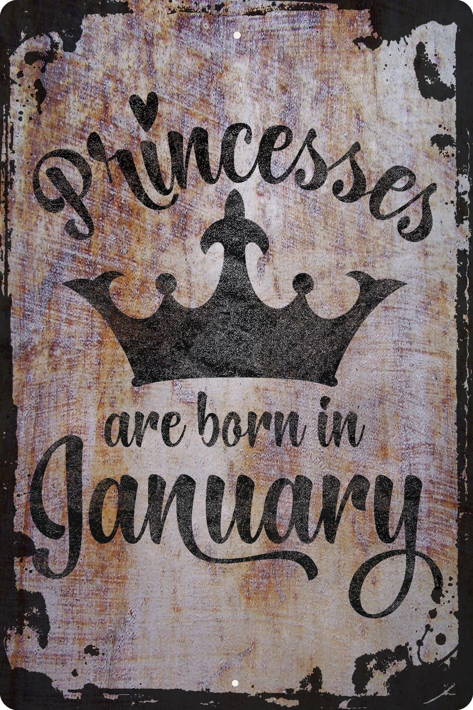Princesses are born in January crown birth month cursive heart Beige ...