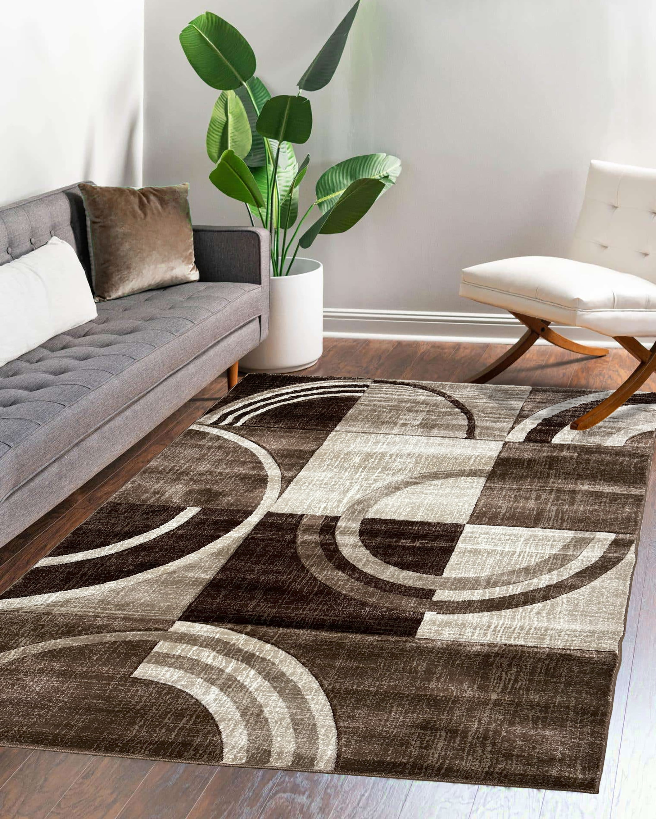 Princeton Abstract Brown/Beige Area Rug - Walmart.com