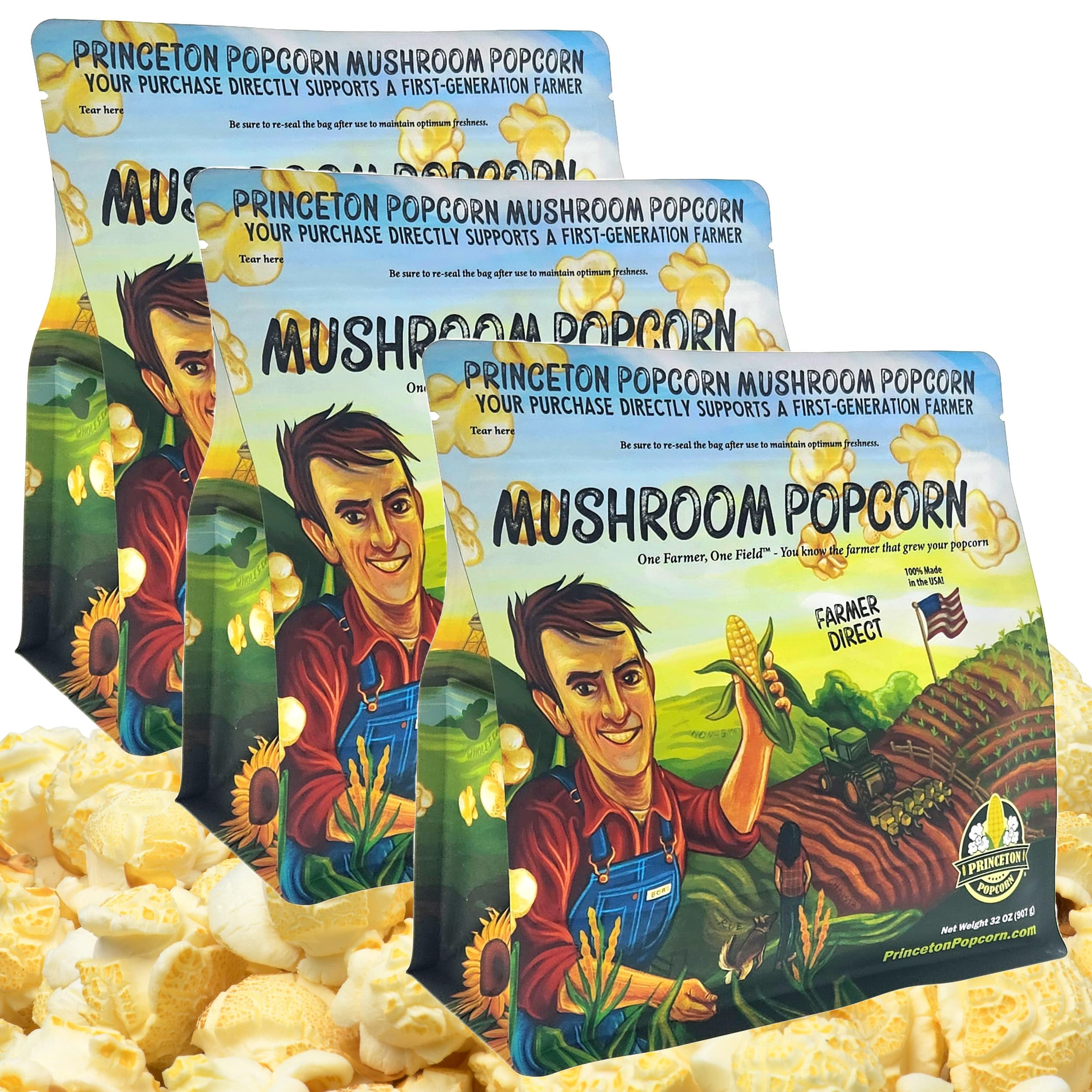 Princeton Popcorn Yellow Mushroom CCF19 Popcorn Kernels - Easy-Eating, Extra Large Popping Corn ...