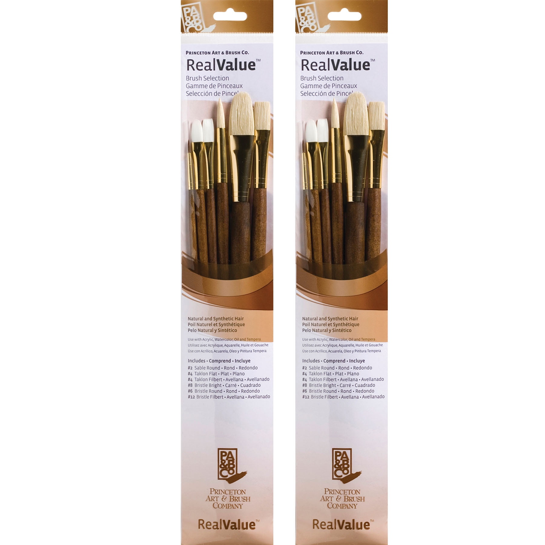 Princeton RealValue Brush Set, Natural Bristles, Long Handle Mixed ...