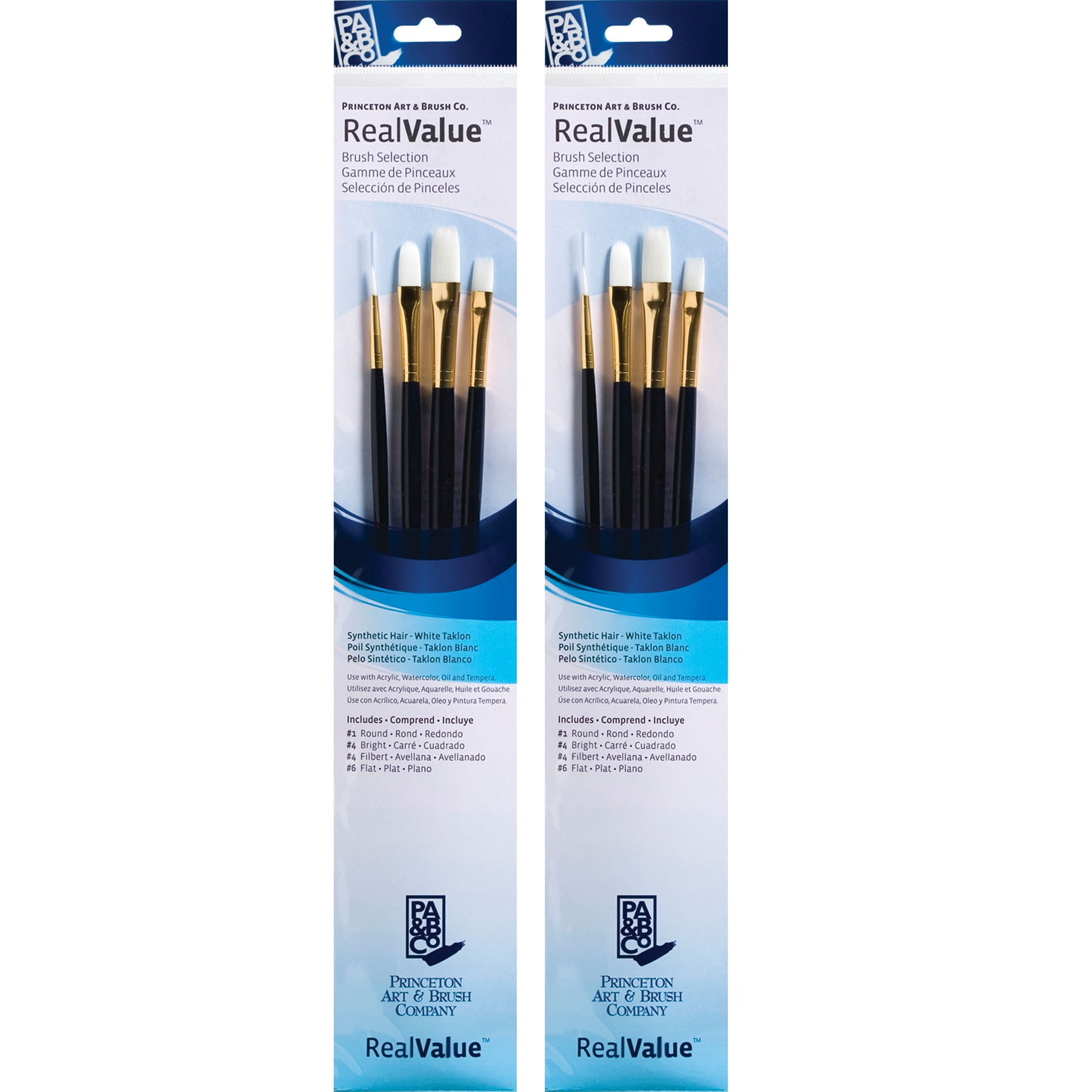 Princeton RealValue Brush Set, White Taklon Bristles, Long Handle Mixed ...