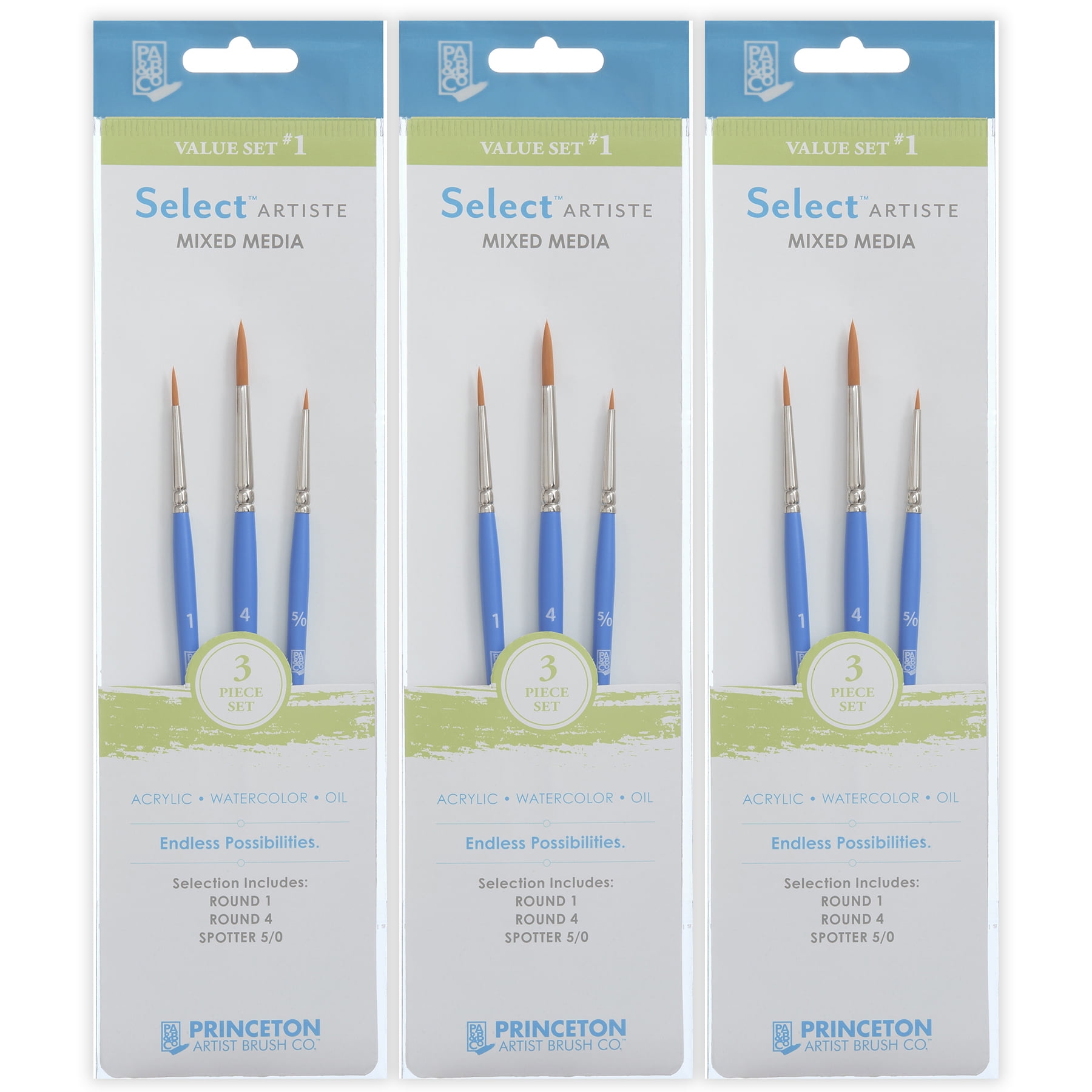 Princeton Select Artiste Brush Set No. 1, Synthetic Bristles, Short ...