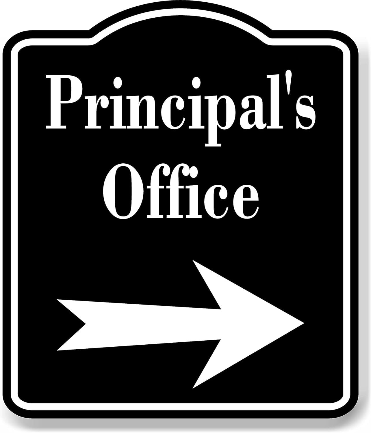 Principal'S Office Right Arrow BLACK Aluminum Composite Sign, 8.5"x10 ...