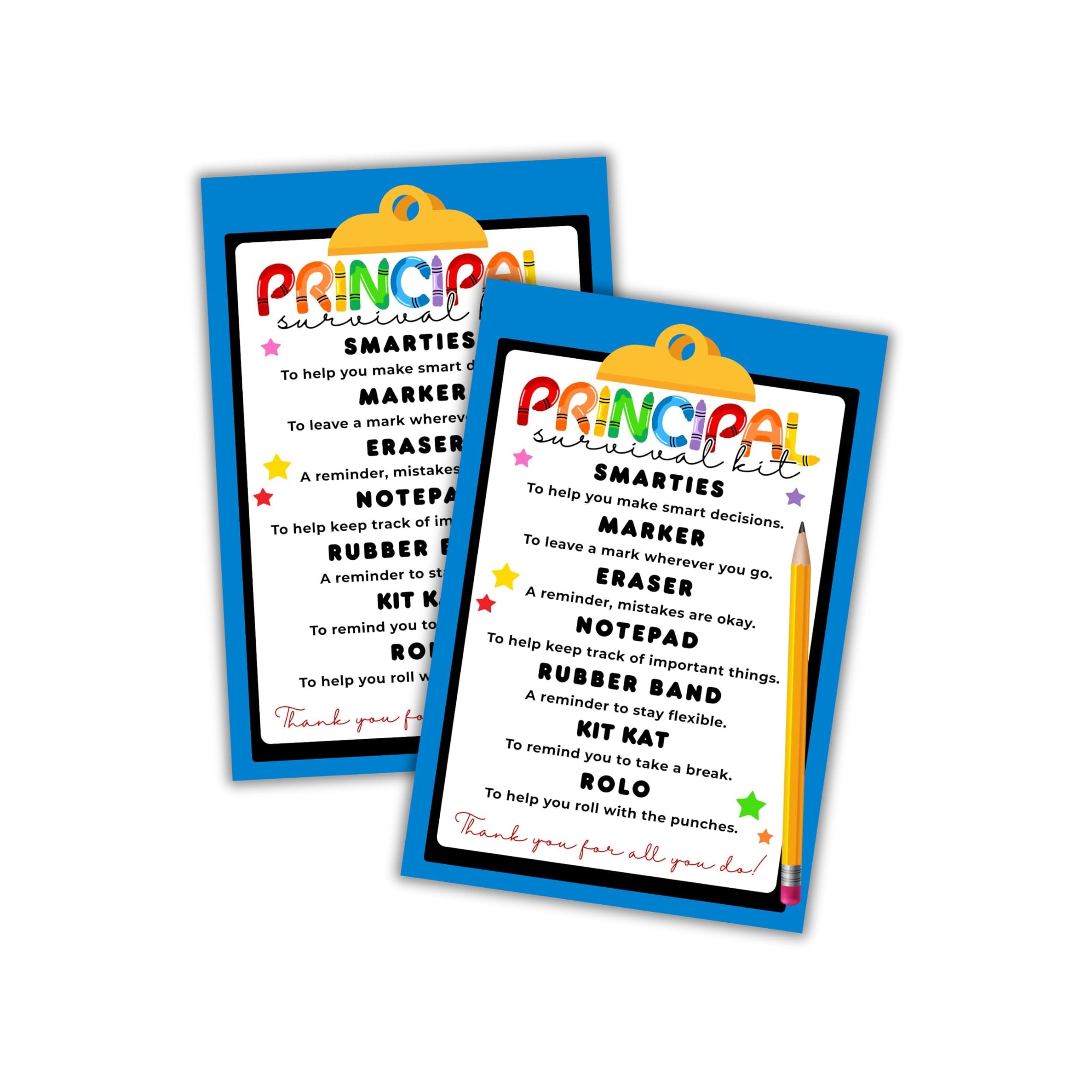 Principal Survival Kit List Postcard 30pk 4x6 Printables for Goodie ...