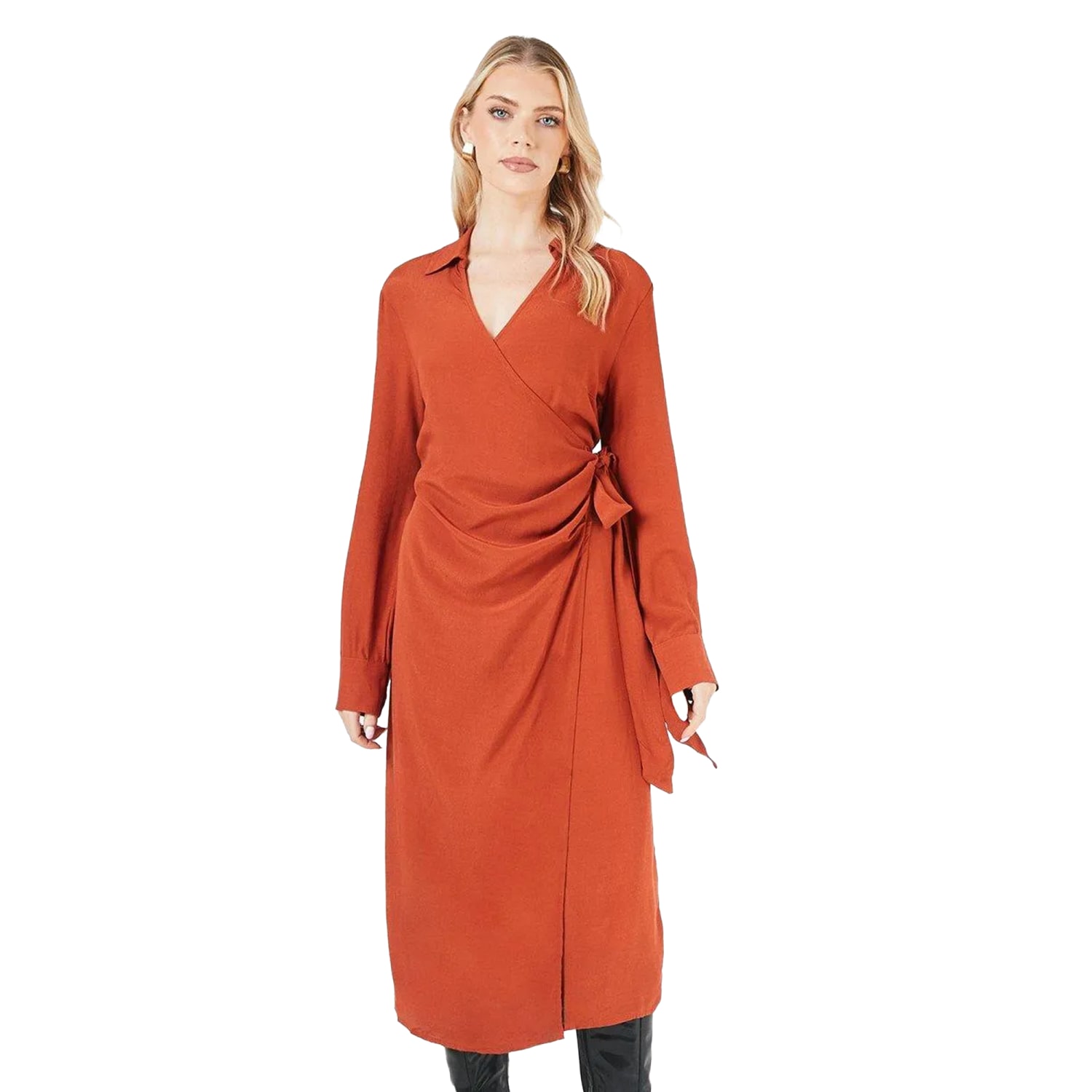 Principles Womens Belt Detail Collared Wrap Dress - Walmart.com