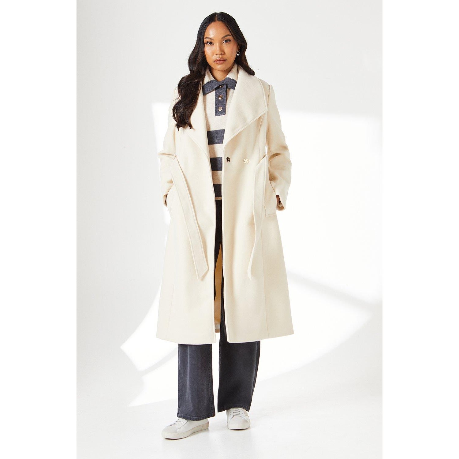 Principles Womens Belted Wrap Longline Coat - Walmart.com