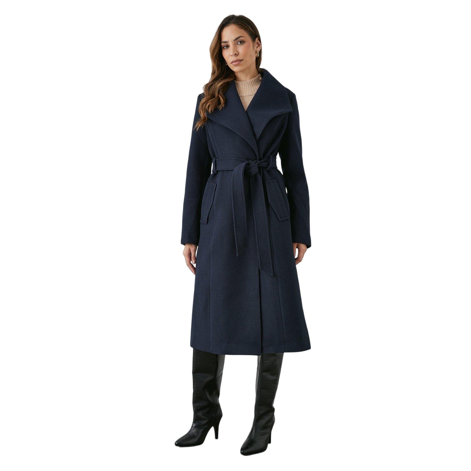 Principles Womens Belted Wrap Longline Coat - Walmart.com