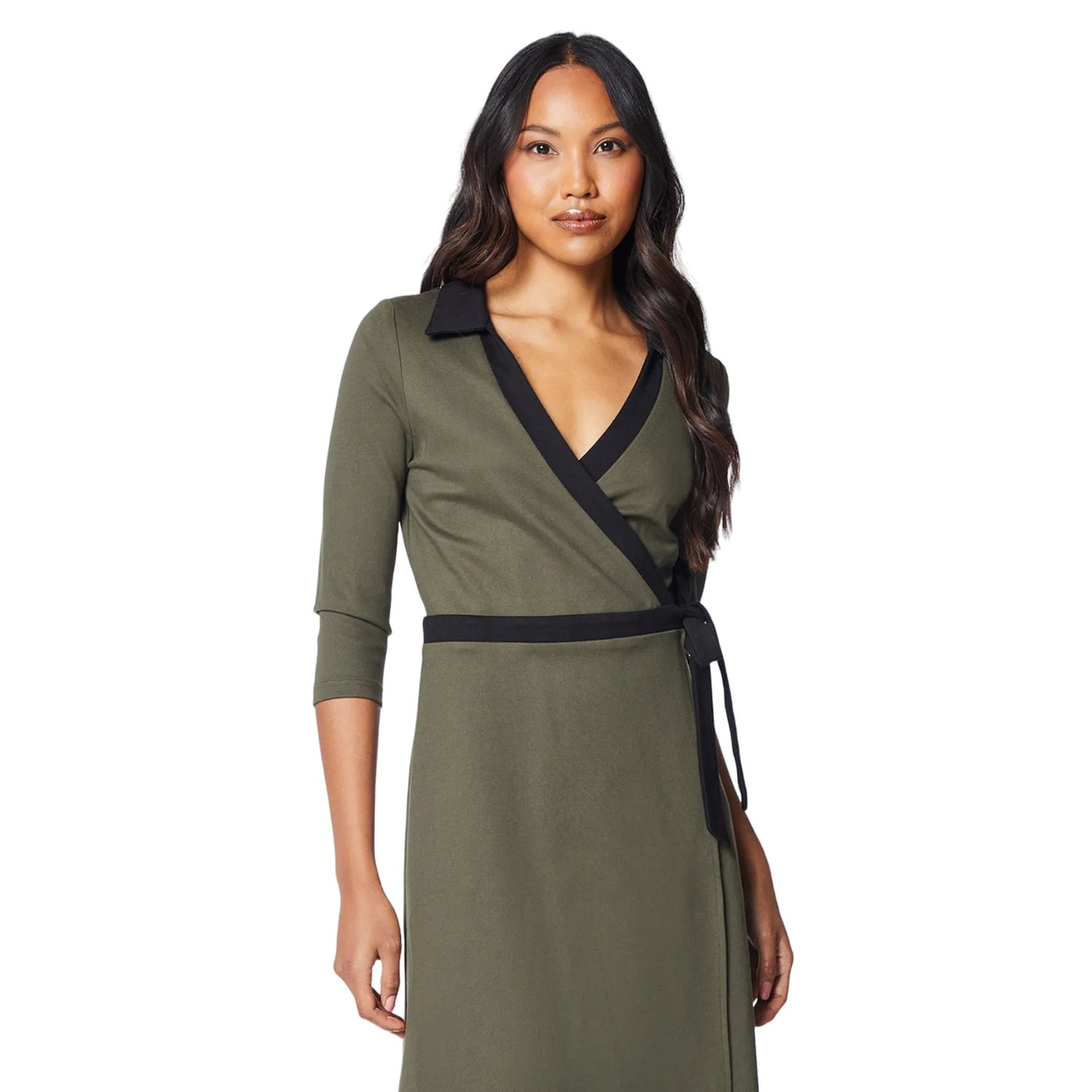 Principles Womens Contrast Ponte Wrap Dress - Walmart.com